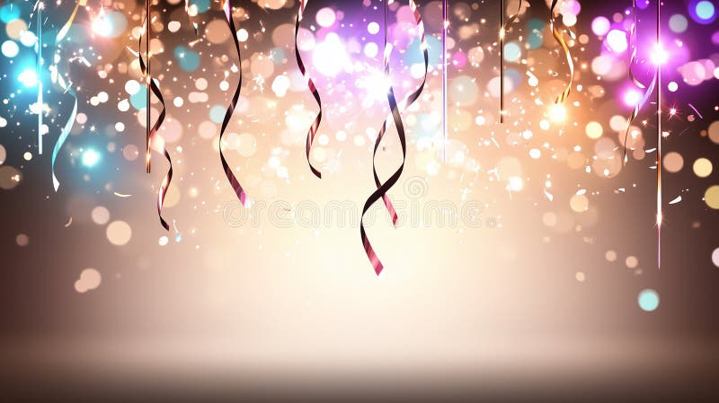 Festive Celebration Background with Colorful Lights and Streamers Stock ...