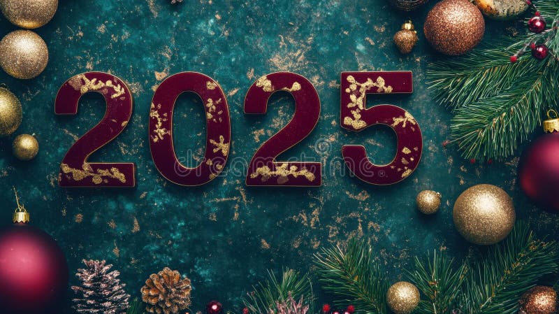 Festive 2025 Celebration Background with Golden Decorations Stock Photo ...