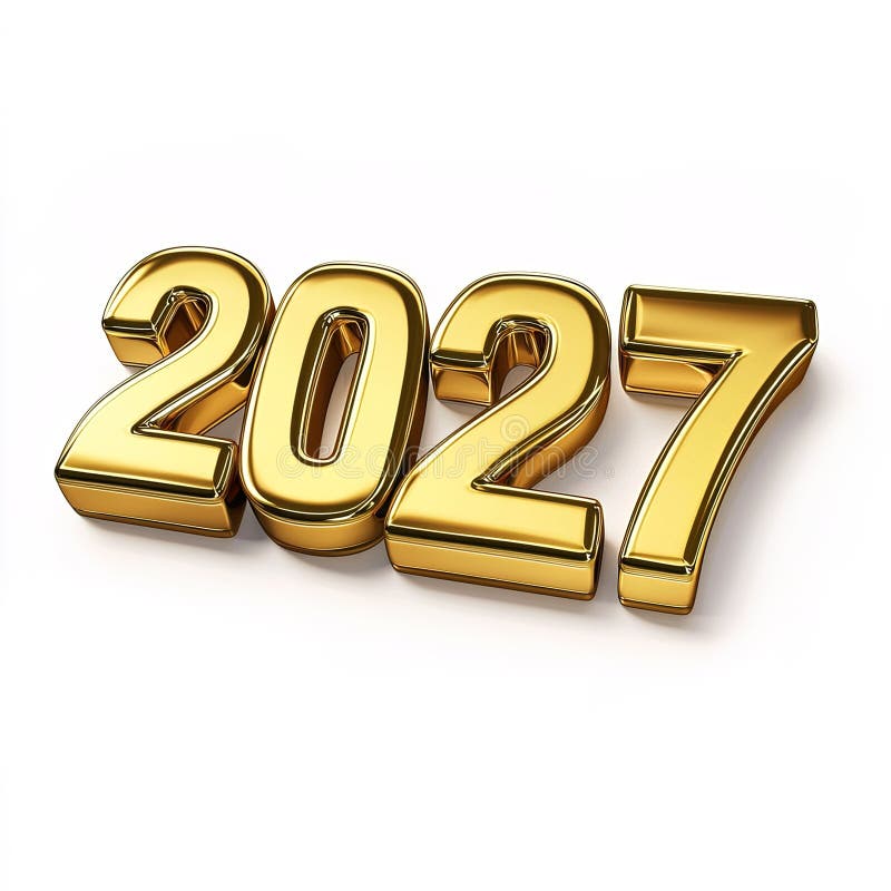 Festive Celebration Design Element Golden Metallic Number "2027 ...