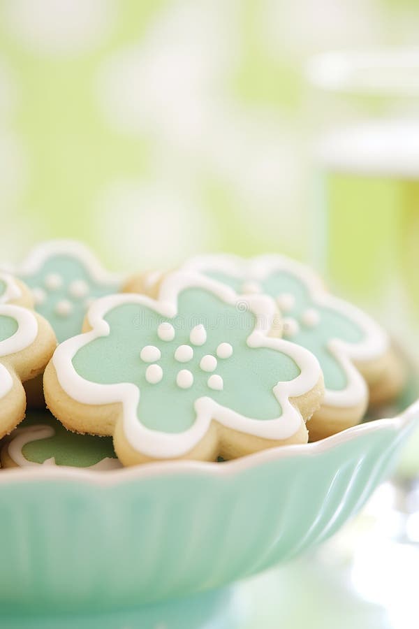 Festive Celebration Featuring Traditional Irish Shamrock Cookies Stock ...