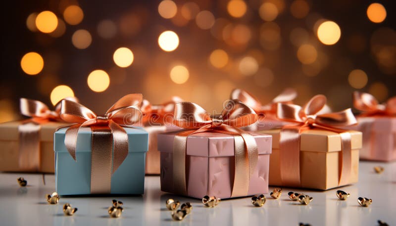 A Festive Celebration with Shiny Gift Boxes and Decorations Generated ...