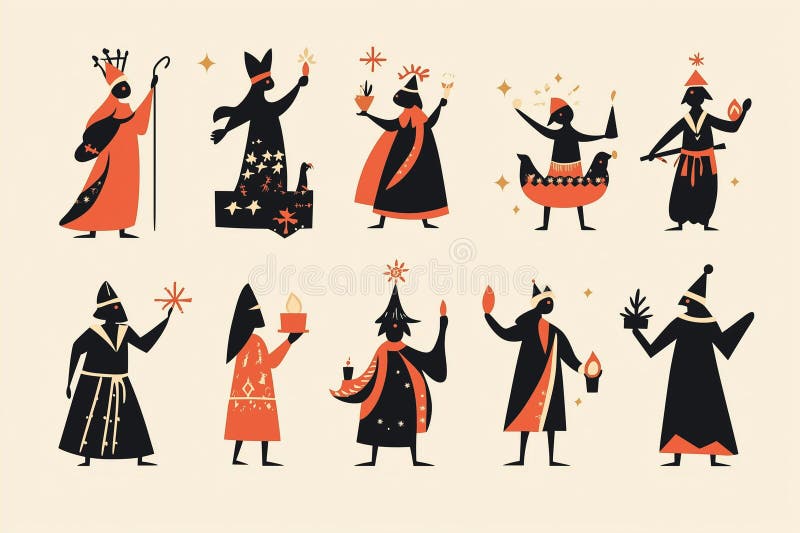 Festive Characters Celebrate the Holidays Stock Illustration ...