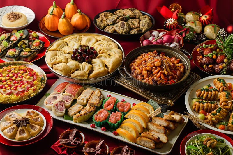 Festive Chinese New Year Feast. AI Image Stock Illustration ...