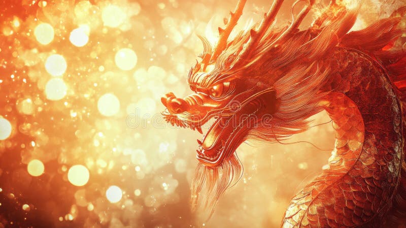 Festive Chinese New Year Scene with a Red Fire Dragon Stock Image ...