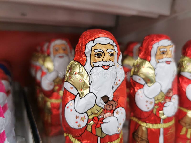 Chocolate Santa Christmas Candy Stock Photo - Image of costume ...
