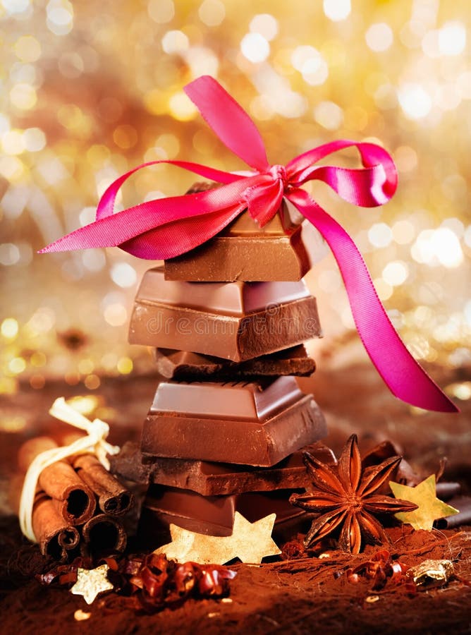 Festive Chocolate and Spices Stock Image - Image of choc, life: 23558493