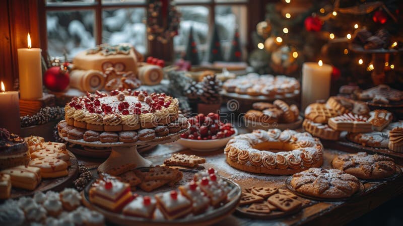 Festive Christmas Bakery with Assorted Sweets - Generative Ai Stock ...