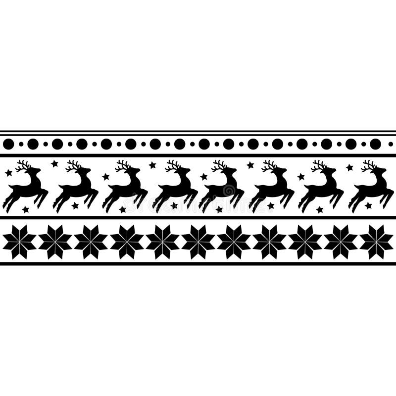 Festive Christmas Border Frame with Reindeer in Scandinavian Style ...