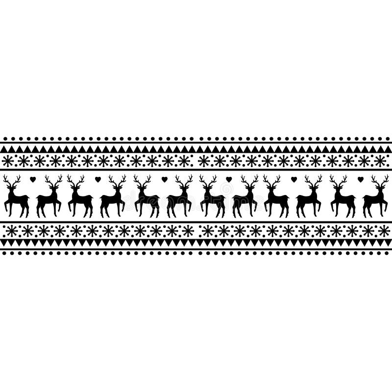 Festive Christmas Border Frame with Reindeer in Scandinavian Style ...