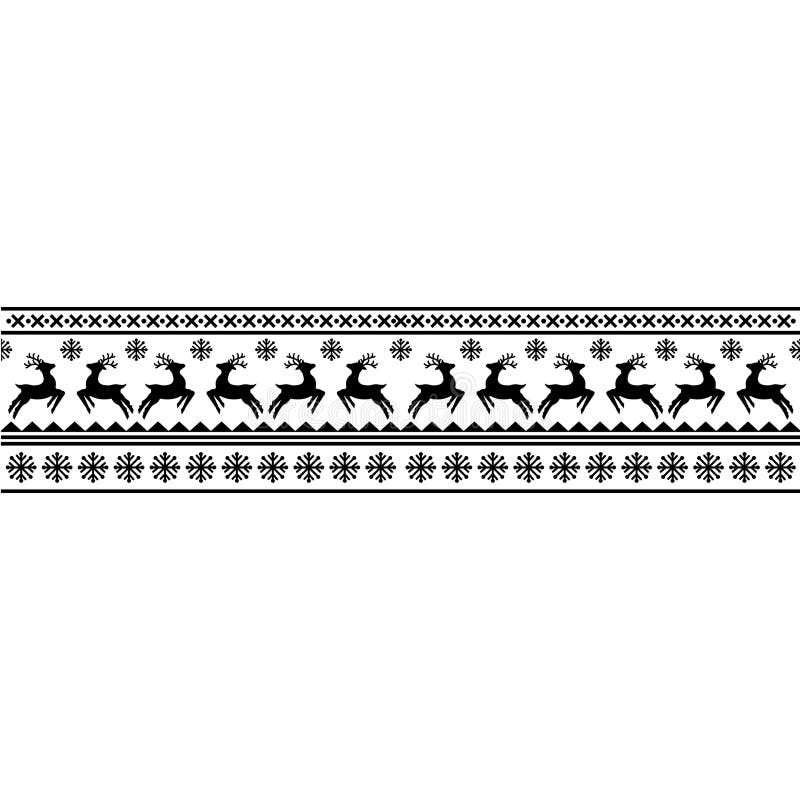 Festive Christmas Border Frame with Reindeer in Scandinavian Style ...