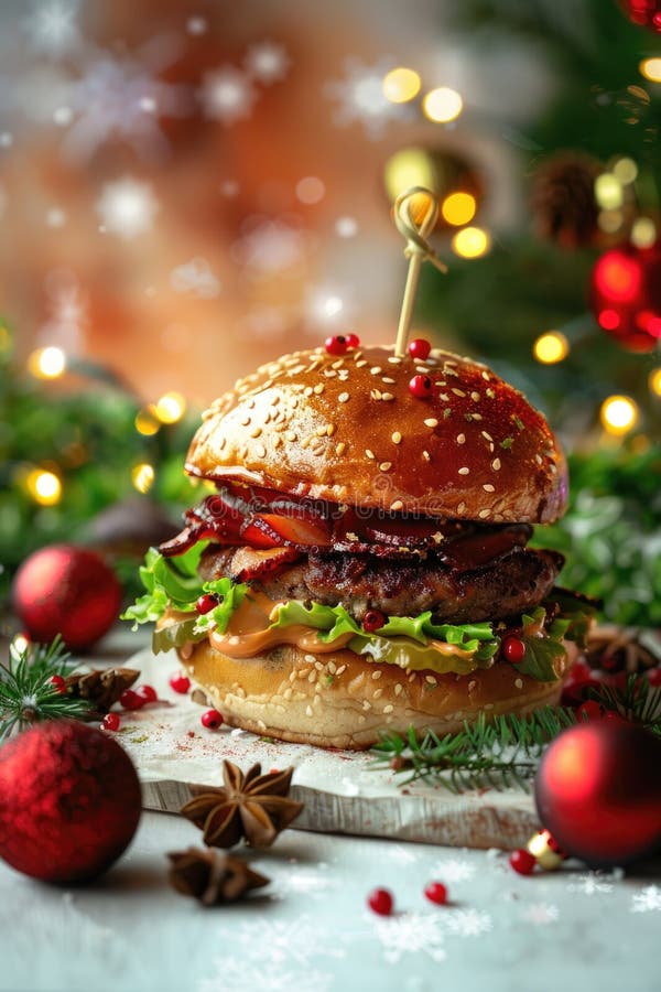 Burger with decoration stock photo. Image of facilitate - 263500268