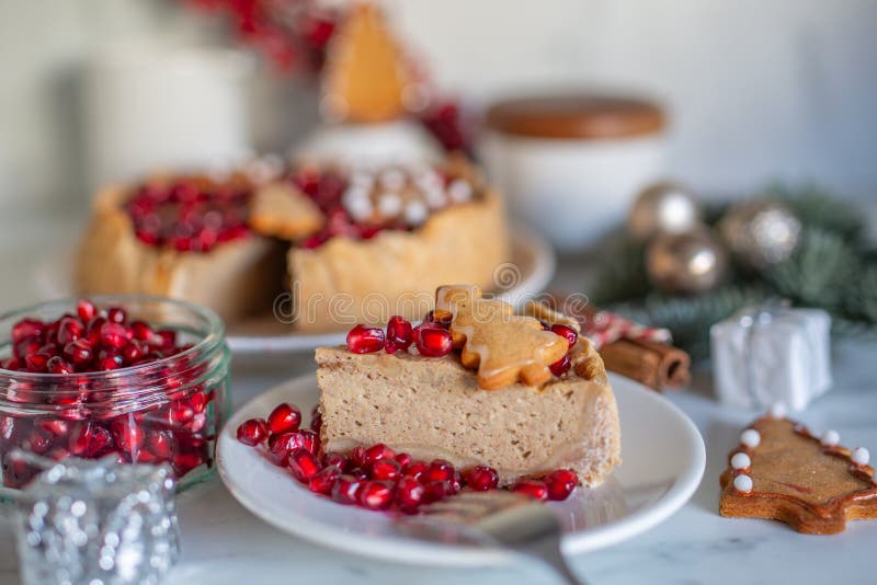 Festive Christmas Cheesecake Traditional Winter Cake Stock Image ...