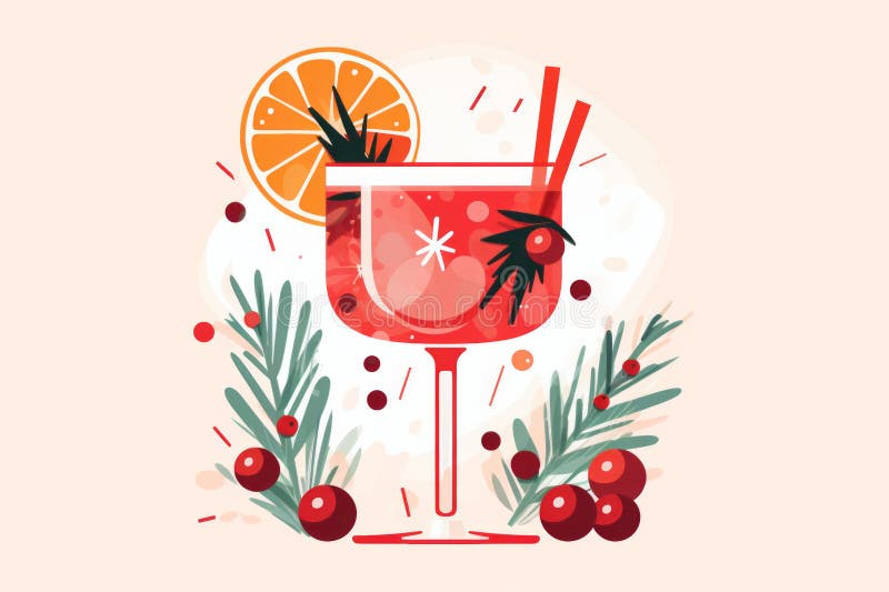 Festive Christmas Cocktail Drink Illustration Stock Photo - Image of ...