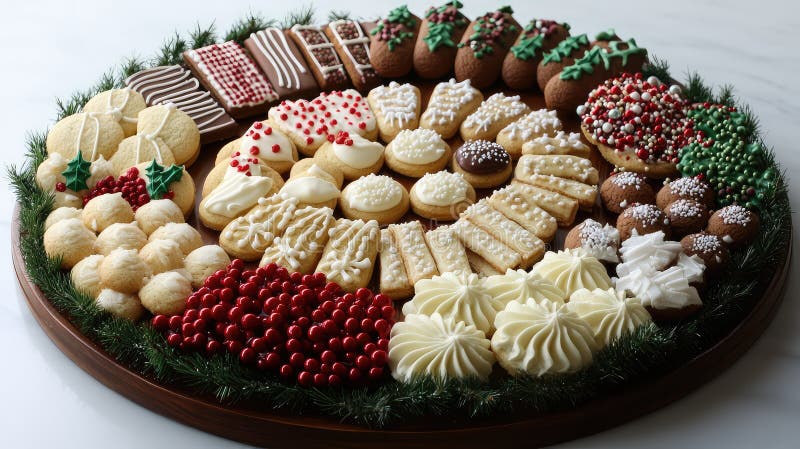 Festive Christmas Cookie Platter Assorted Holiday Treats Decorations ...