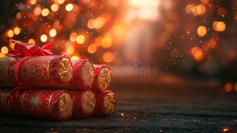 Festive Christmas Crackers Ready for Celebration Stock Illustration ...