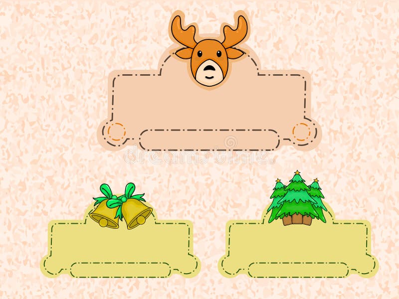 Festive Christmas Deer and Tree Name Tag Labels Print Stock ...