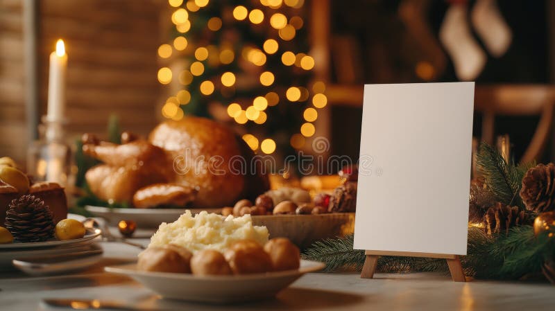 Festive Christmas Dinner Display with Blank Menu Card AI Generated ...