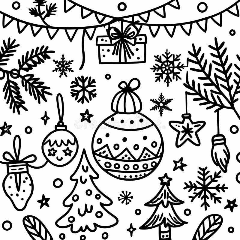 Festive Christmas Doodle Illustration. (1 Stock Vector - Illustration ...