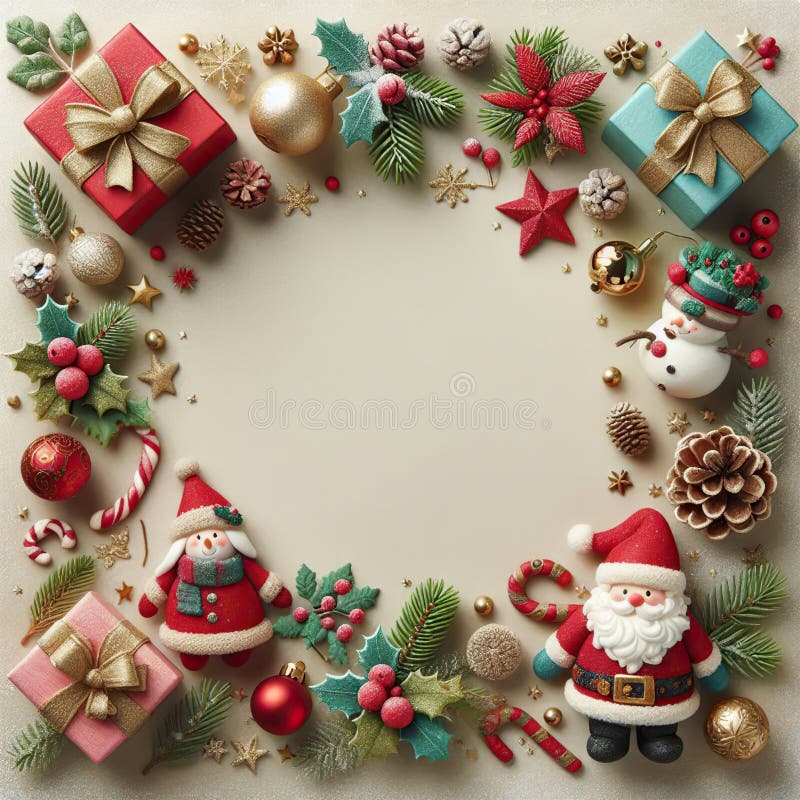 A Festive Christmas Frame Featuring Some Christmas Traditional ...