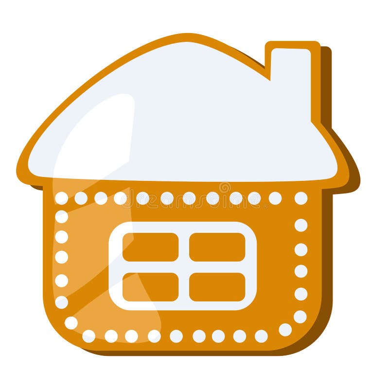 Festive Christmas Gingerbread Cookie in House Shape with Icing, Vector ...
