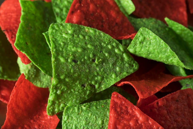 Festive Christmas Green and Red Tortilla Chips Stock Image - Image of ...