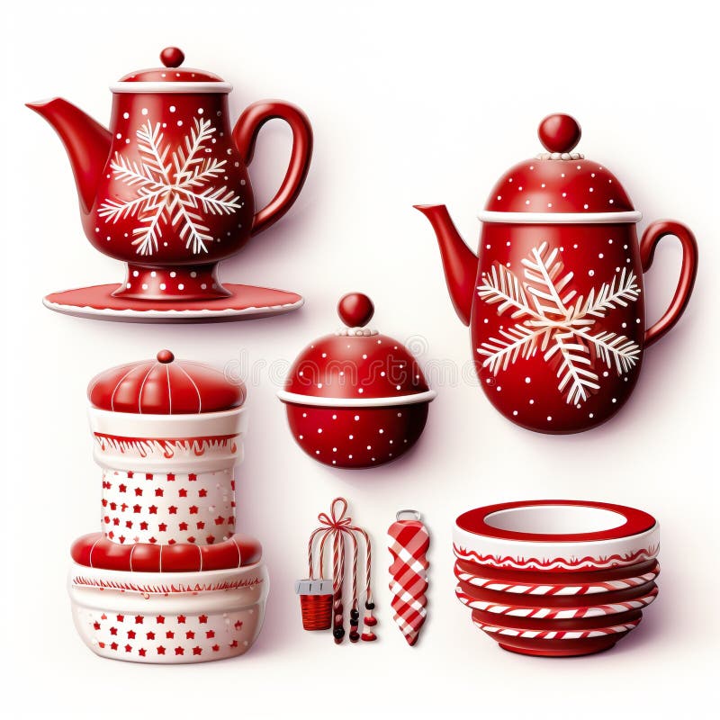 Festive Christmas Kitchen Utensils and Decorations Stock Illustration ...