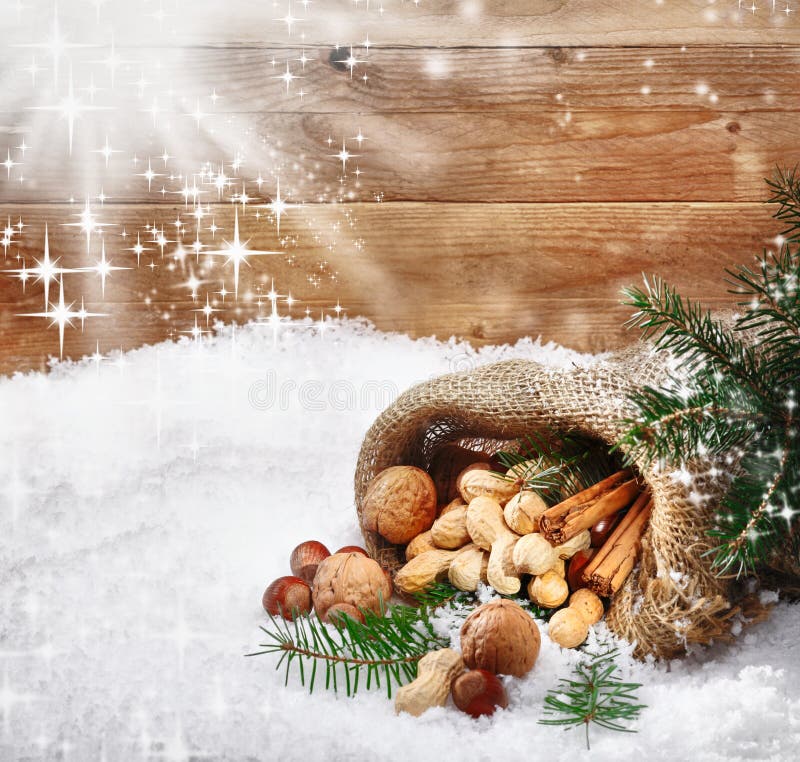 Festive Christmas Nuts and Spices Stock Image - Image of flare ...