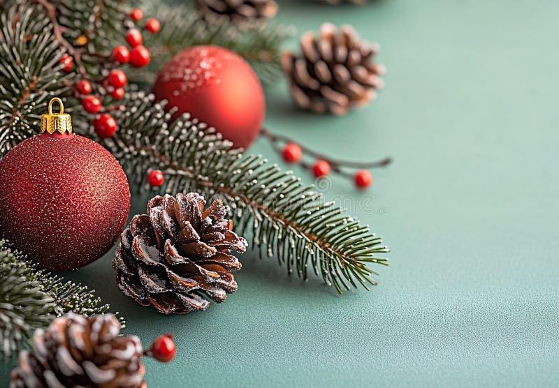 Festive Christmas Ornament and Pine Cone Border High Quality Image ...