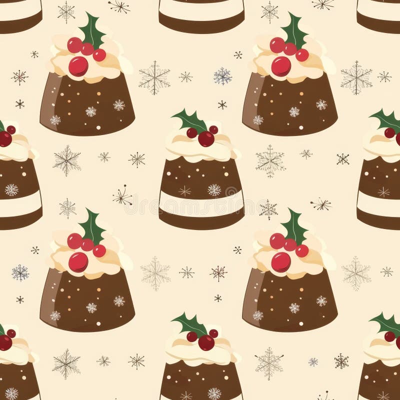 Festive Christmas Pudding Seamless Pattern Wallpaper Stock Illustration ...