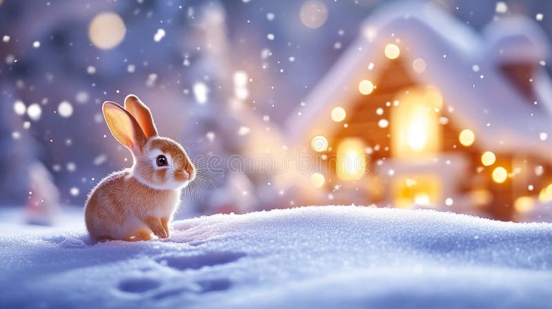 Festive Christmas rabbits stock image. Image of nature - 347832329
