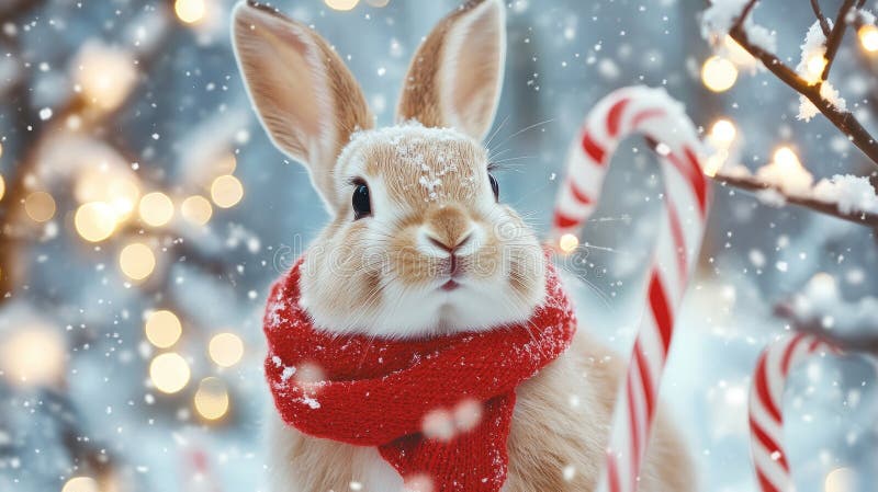 Festive Christmas rabbits stock photo. Image of decor - 347837170