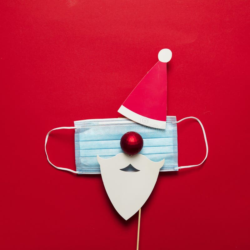 Festive Christmas Santa Claus Face Made from Face Mask and Decorations ...