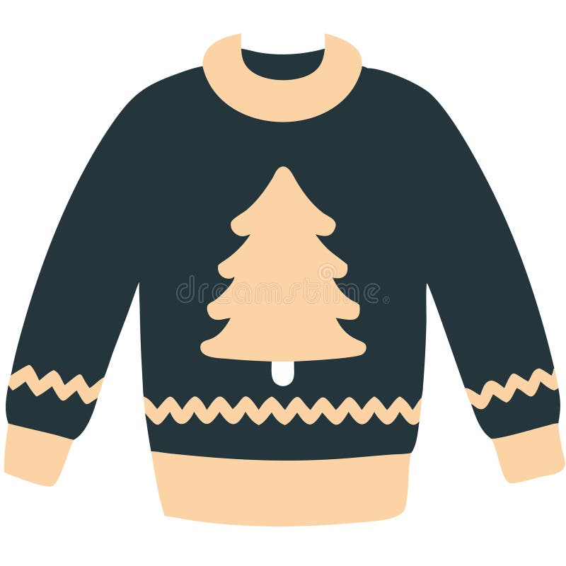 Festive Christmas Sweater with Tree Design Vector Illustration Stock ...