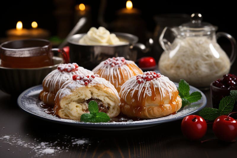 Festive Christmas Table with Sweet Treats, AI Generation Stock ...