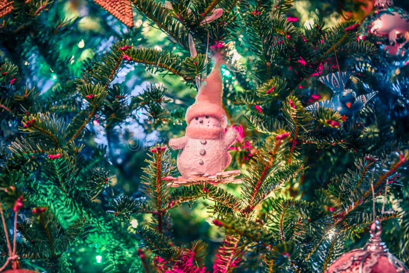 Festive Christmas Tree with Lights and Decorations Stock Photo - Image ...