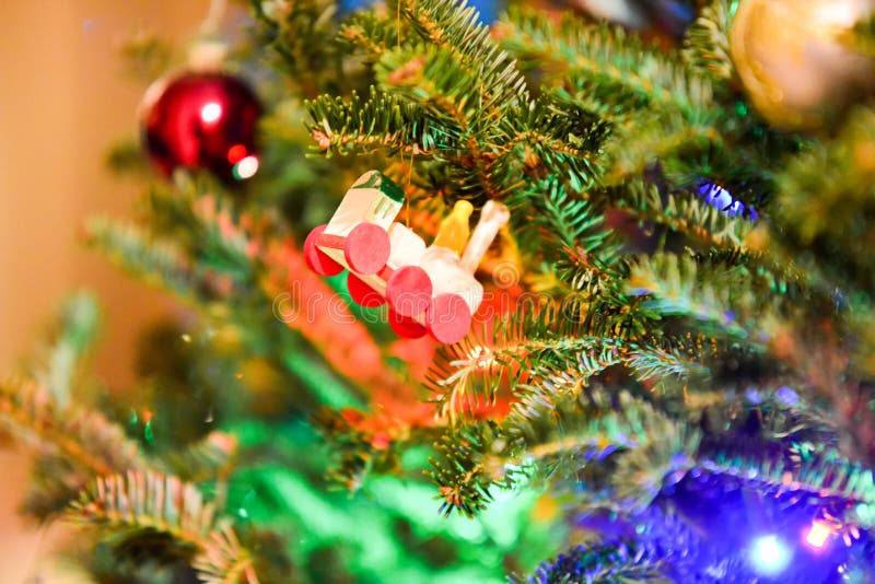 Festive Christmas Tree with Lights and Decorations Stock Photo - Image ...