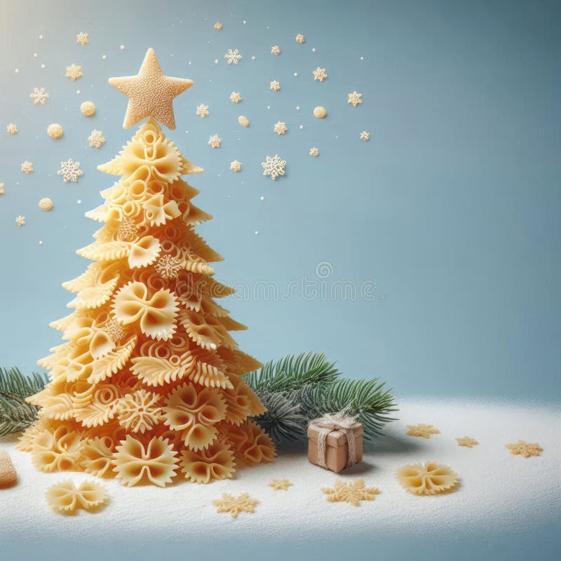 Festive Christmas Tree Made of Pasta. Stock Image - Image of pasta ...