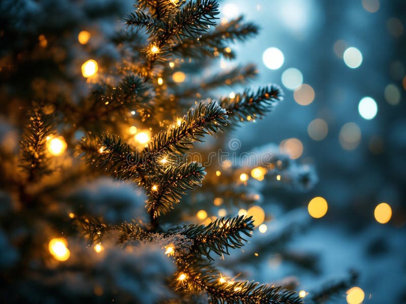Festive Christmas Tree with Twinkling Light Effect Stock Illustration ...