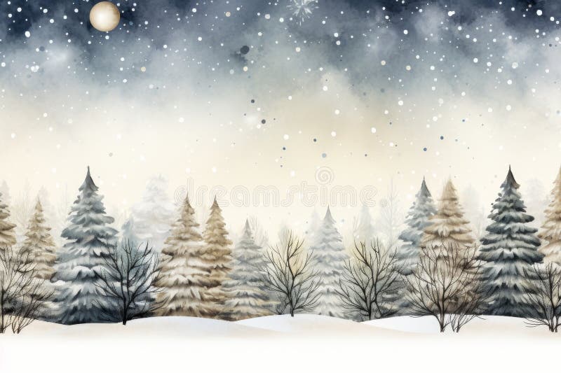 Festive Christmas Winter Forest Scene with Ample White Space for Custom ...