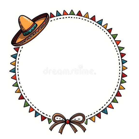 Festive Circular Frame with Colorful Triangular Patterns, a Brown Bow ...