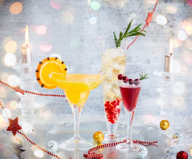 Festive cocktails stock image. Image of cranberry, champagne - 61078499