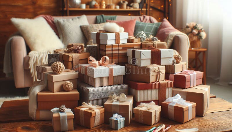 Festive Collection of Wrapped Gift Boxes Stock Illustration ...