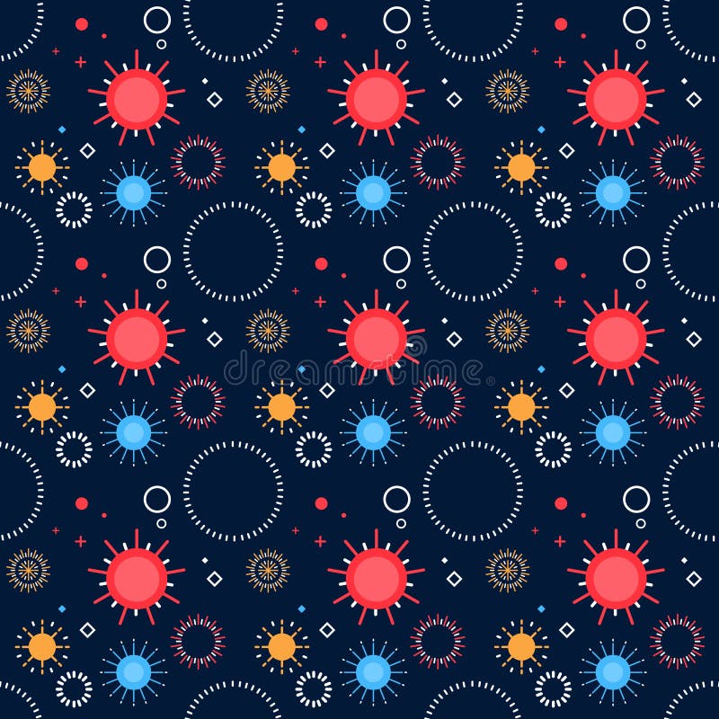 Festive Colorful Fireworks Salute Burst Seamless Pattern Stock Vector ...