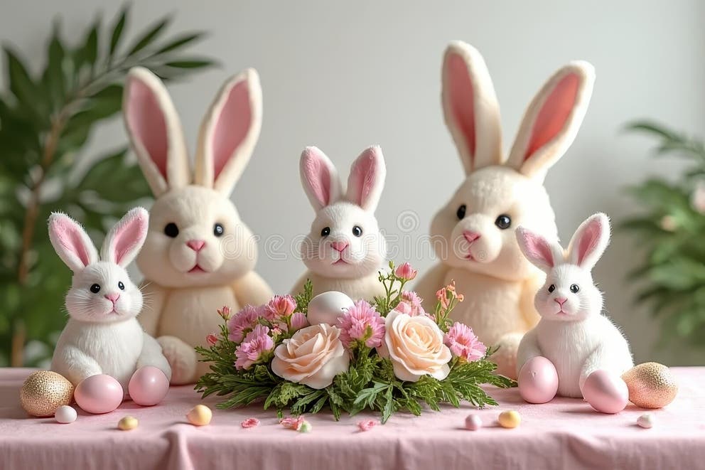 Festive and Colourful Easter Brunch Setup Stock Illustration ...