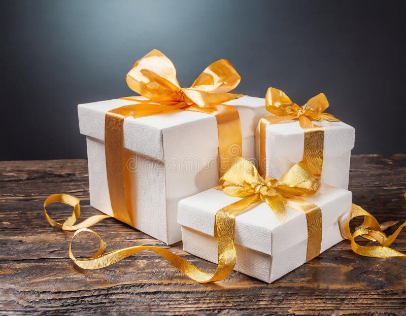 Festive Concept White Gift Boxes with Ribbon Isolated - Generated by Ai ...