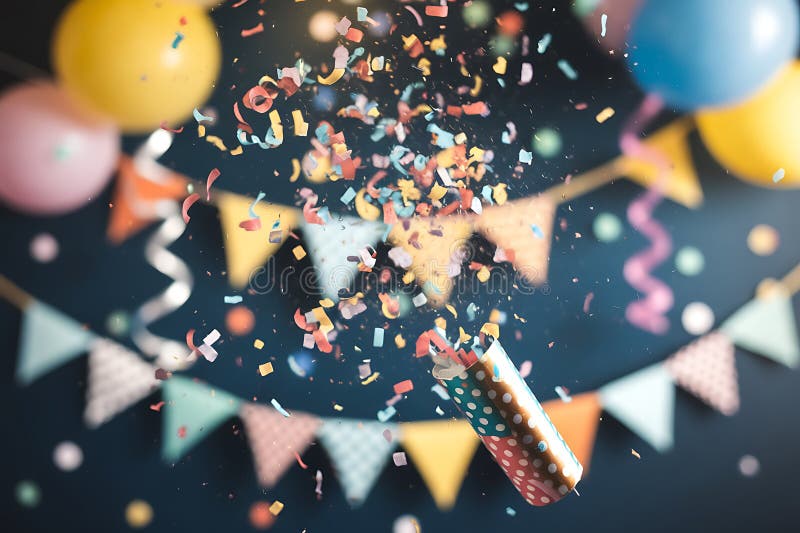 Festive Confetti Explosion at a Birthday Celebration Stock Illustration ...