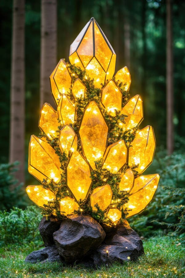 Festive Crystal Shaped Christmas Tree in Enchanted Forest for Unique ...