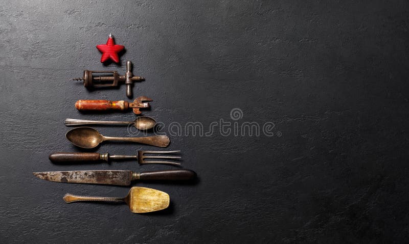 Festive Culinary Flair: Christmas Tree-shaped Cooking Utensils Stock ...