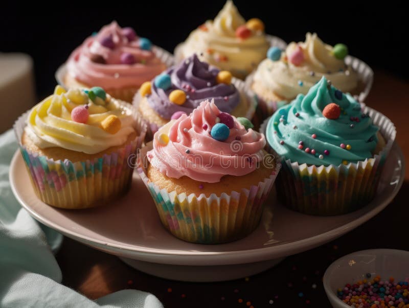 Festive Cupcake Frosting Top with Sprinkles. Generative AI Stock ...