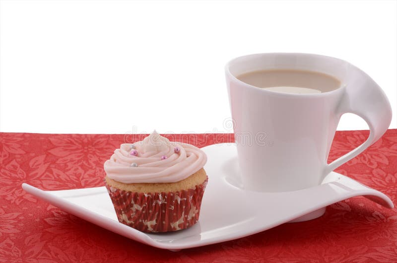 Festive Cupcake with Tea on Fancy Plate Stock Photo - Image of baked ...
